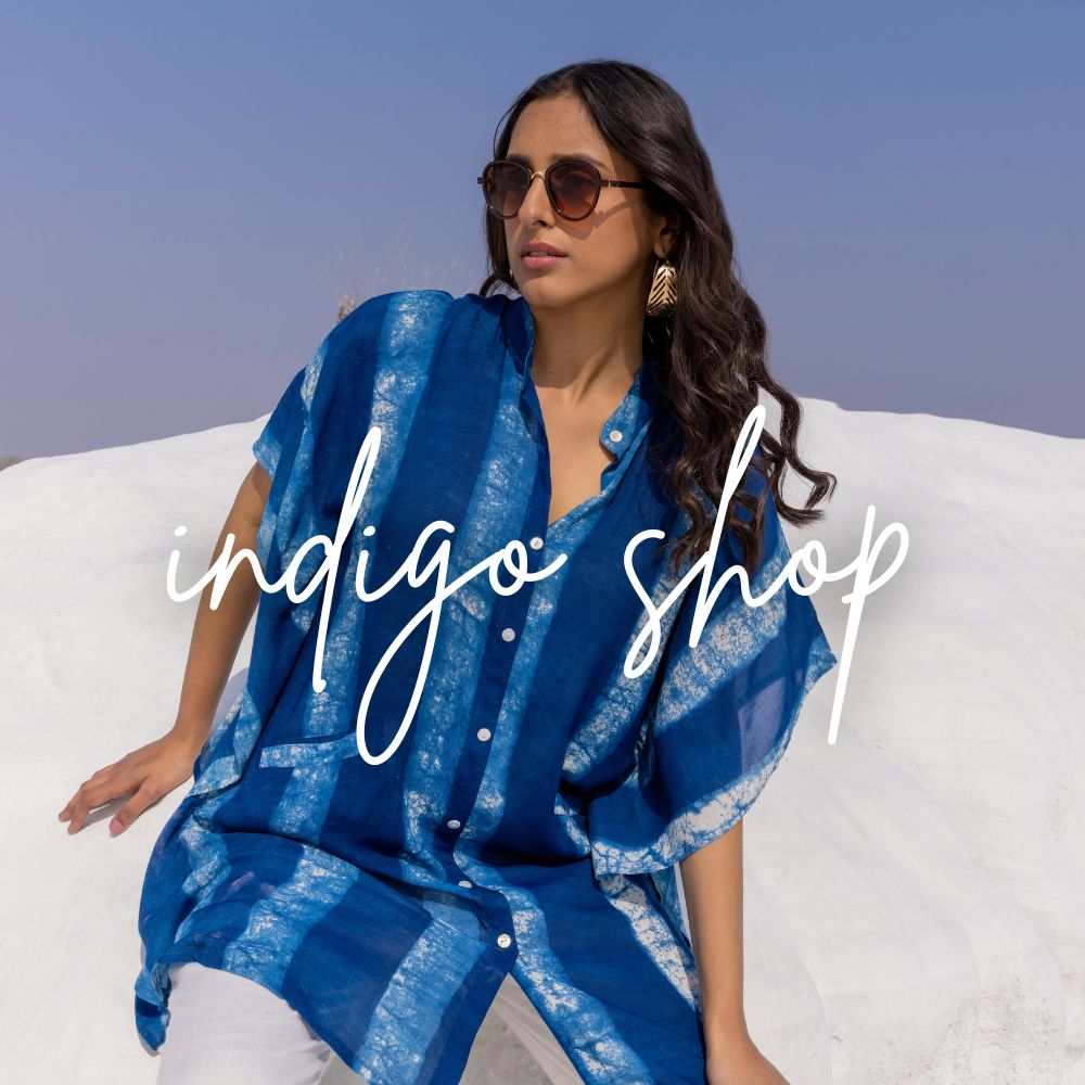Shop Hand Block Printed Indigo Dresses - Pinklay