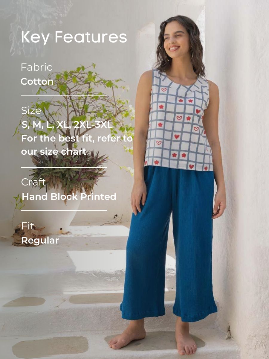 Harper Hand Block Printed Sleeveless Top | Pinklay