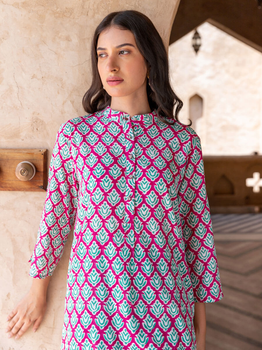 Mrida Block Printed Modal Kurta | Pinklay