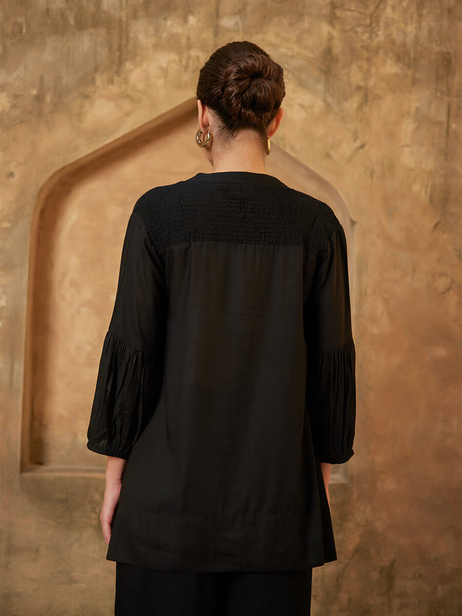 Black Women Modal Smocking Top – Pinklay