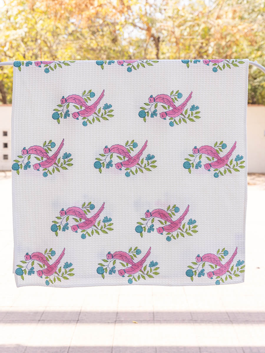 Tota Rani Block Printed Cotton Bath Towel | Pinklay