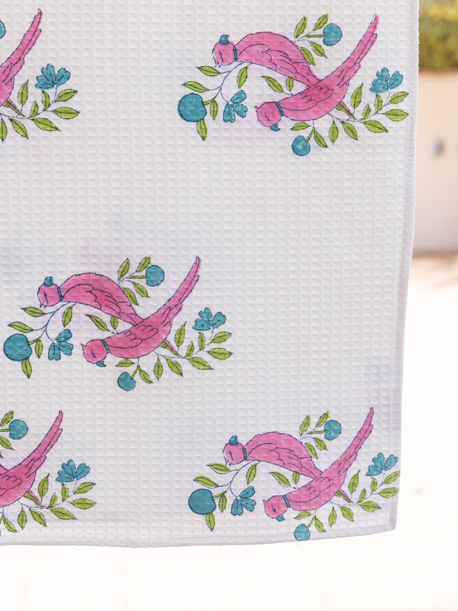 Tota Rani Block Printed Cotton Bath Towel | Pinklay