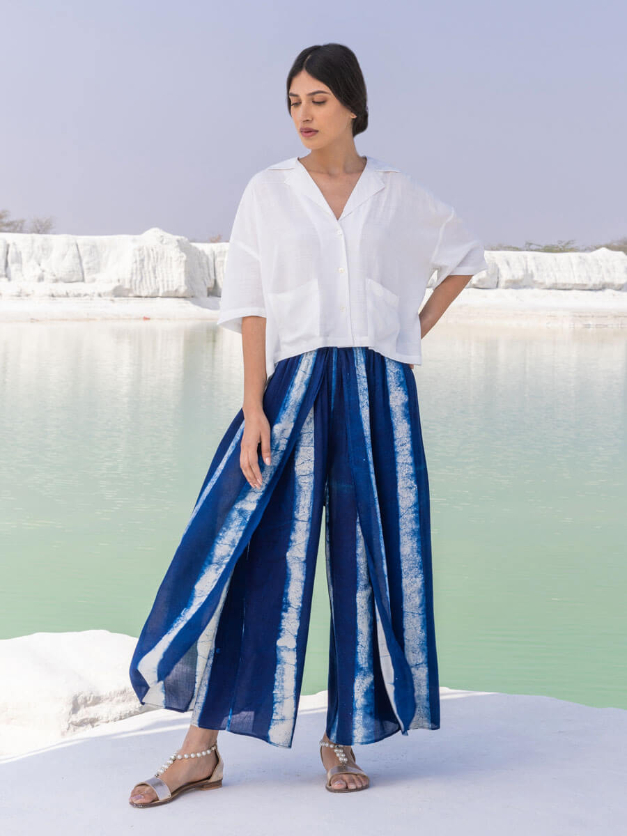 Set of 2 - Venus Shirt Top and Indigo Wrap-around Palazzo – Pinklay